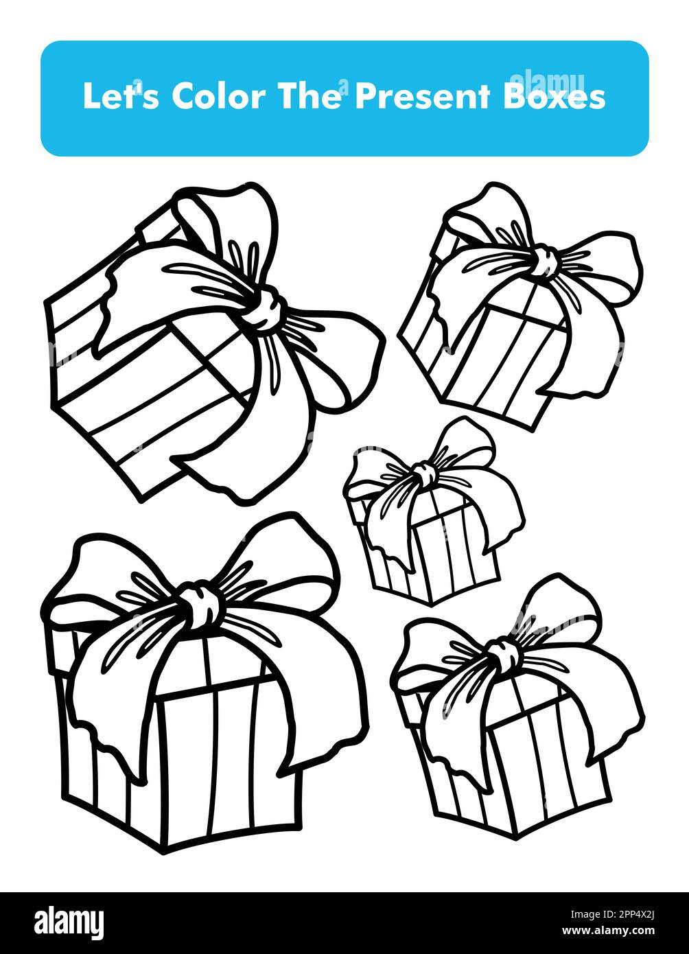 Present Boxes Coloring Book Page In Letter Page Size Children Coloring ...