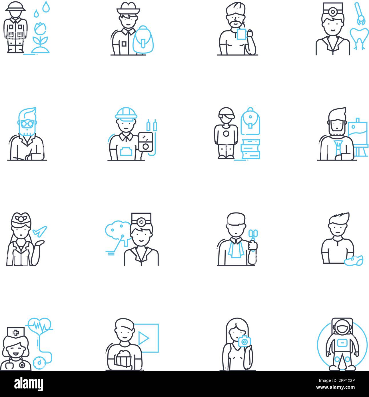 Occupational pathways linear icons set. Career, Job, Profession ...