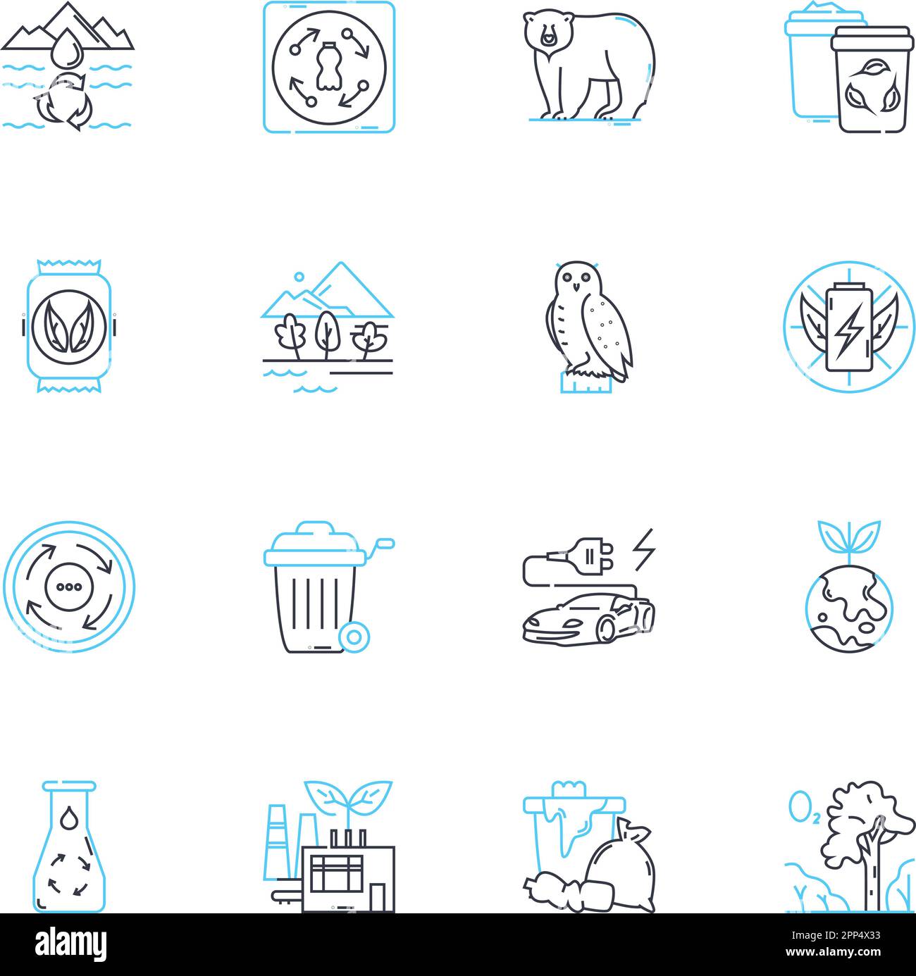 Environmental Products Linear Icons Set Sustainable Biodegradable