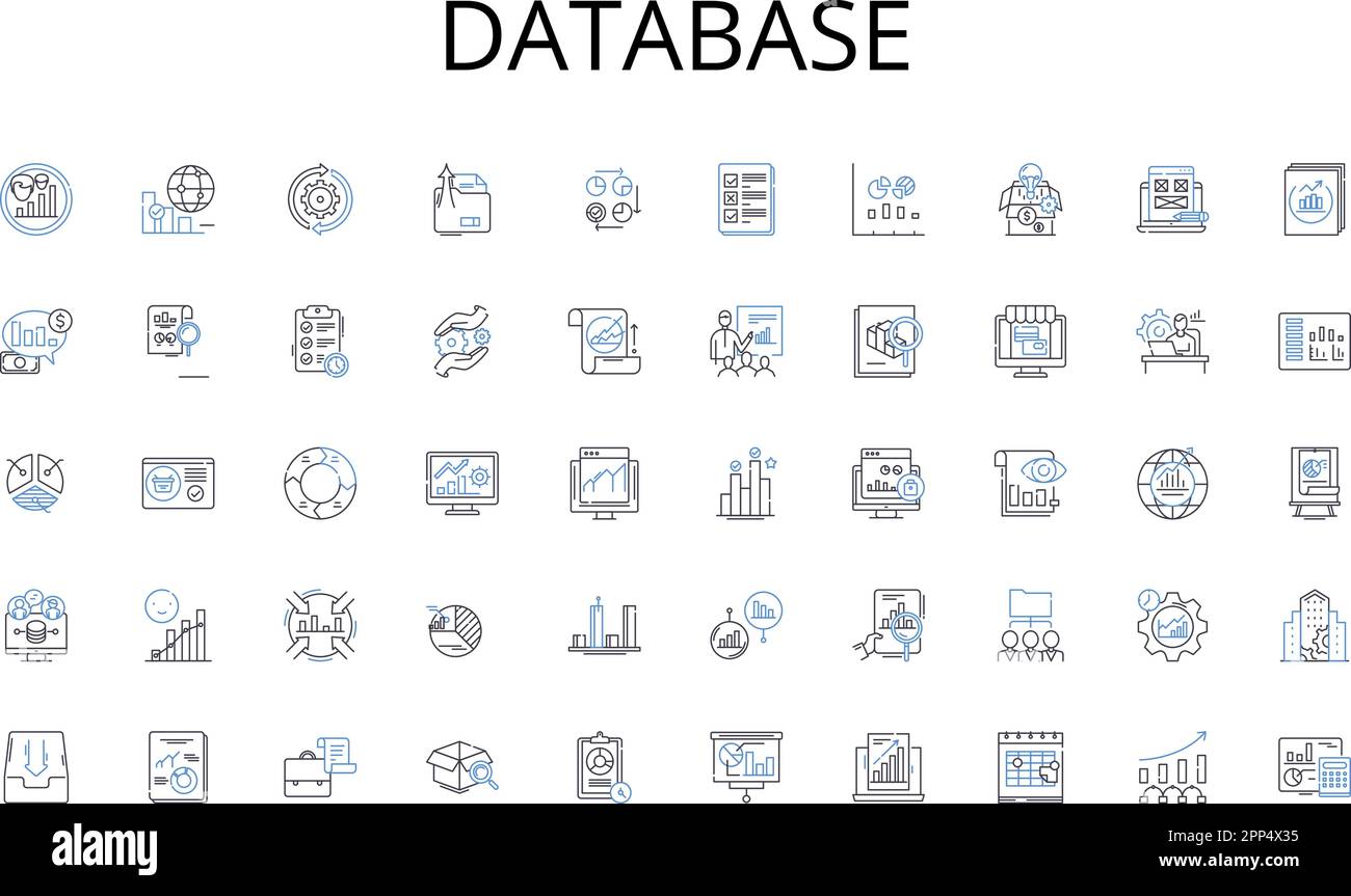 Database line icons collection. Mentorship, Leadership, Development, Advice, Accountability ...