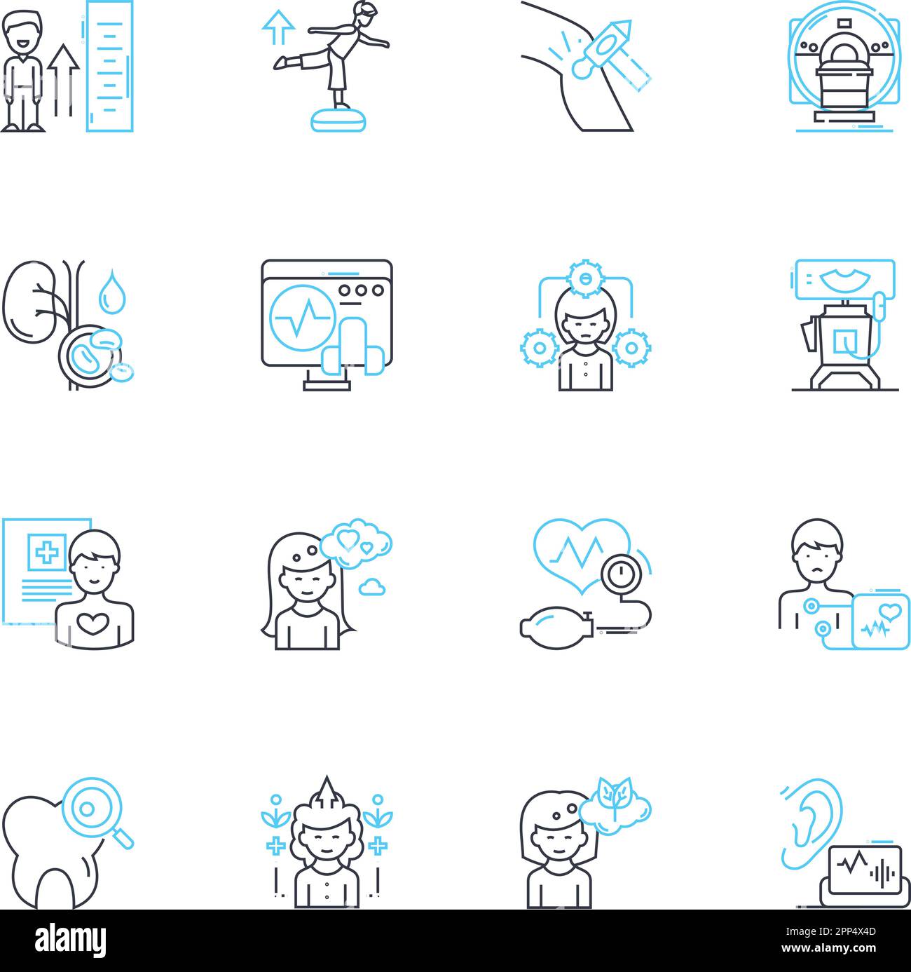 Health Supervision Linear Icons Set Checkups Prevention Screening