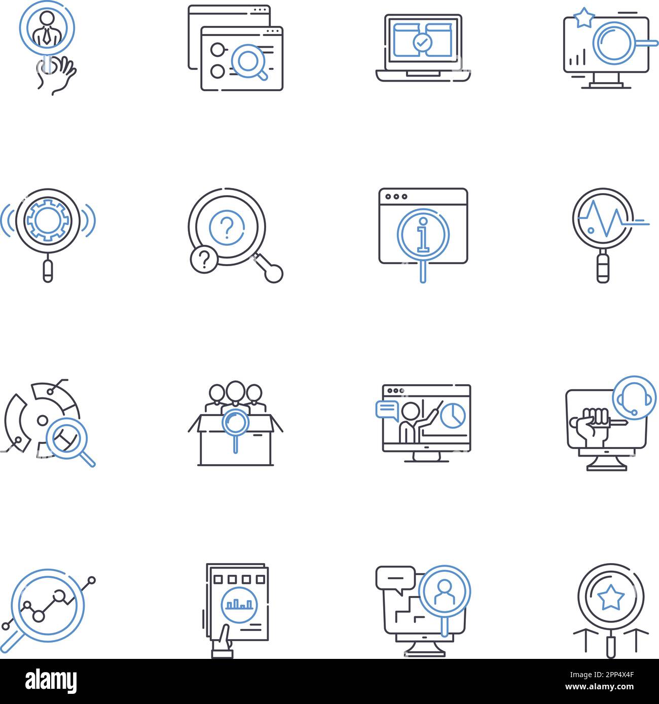 Track down line icons collection. Pursuit, Investigate, Follow, Search ...