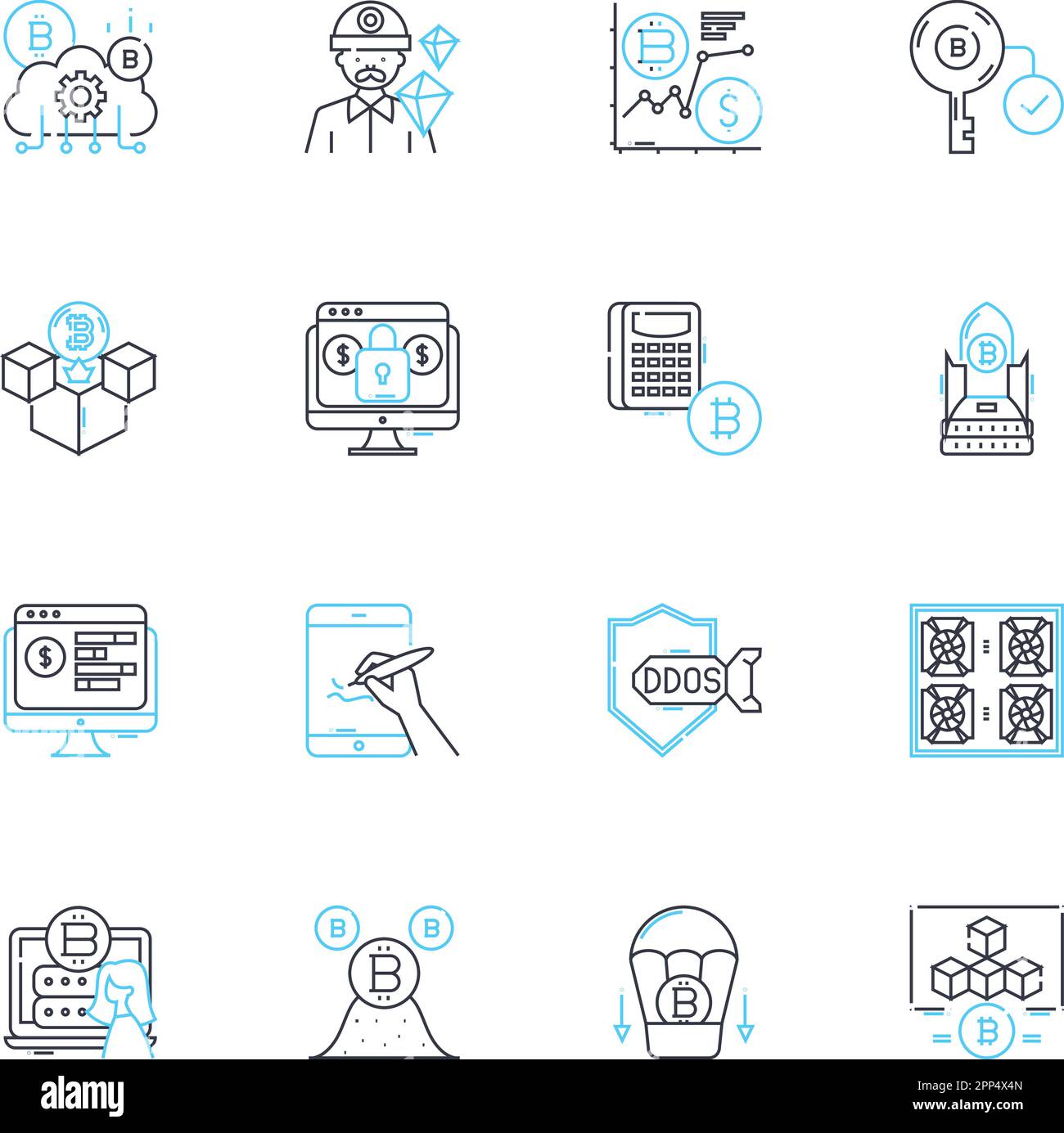 Electronic cash linear icons set. Cryptocurrency, Wallet, Blockchain ... Electronic cash linear icons set. Cryptocurrency, Wallet, Blockchain ...