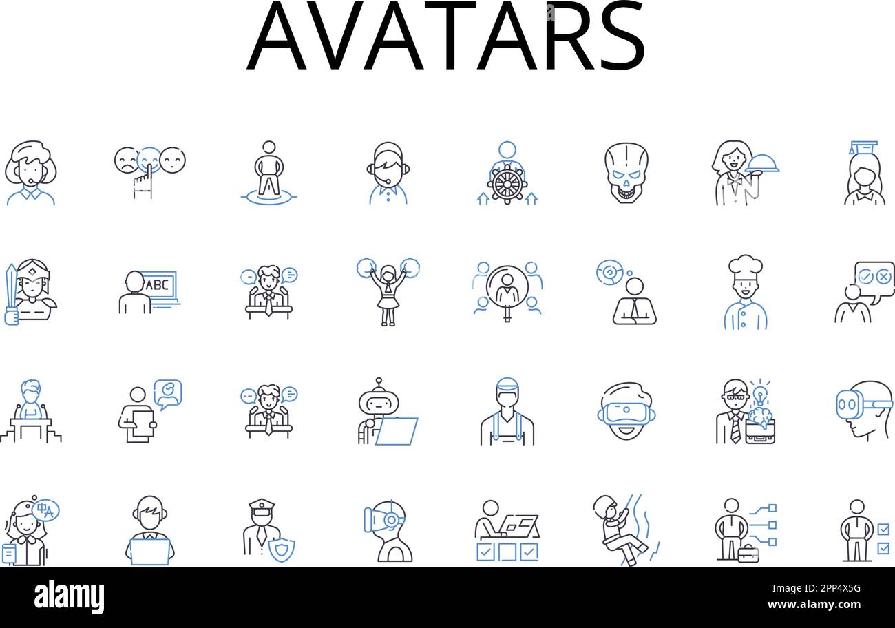 Avatars line icons collection. Comrades, Doppelgangers, Alternates ...