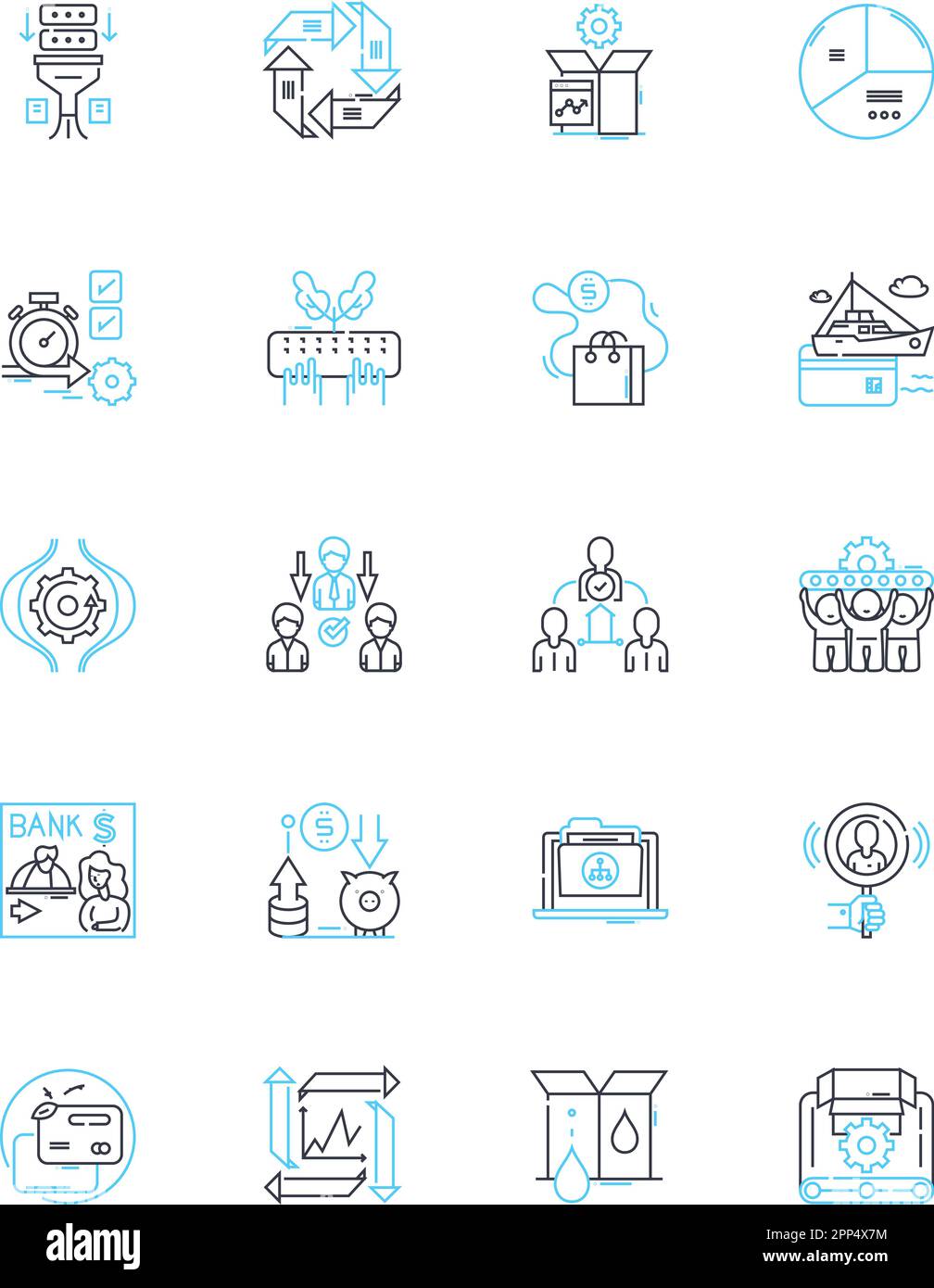 Currency gains linear icons set. Profits, Gain, Appreciation, Value ...