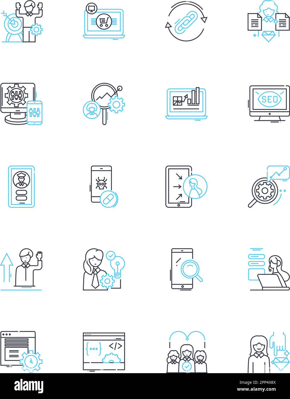 Affiliate marketing linear icons set. Commission, Affiliate, Product ...