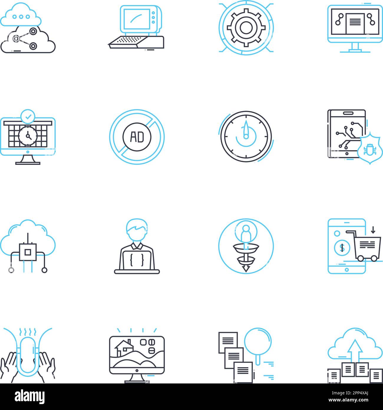 News delivery linear icons set. Headlines, Bulletin, Updates, Breaking ...