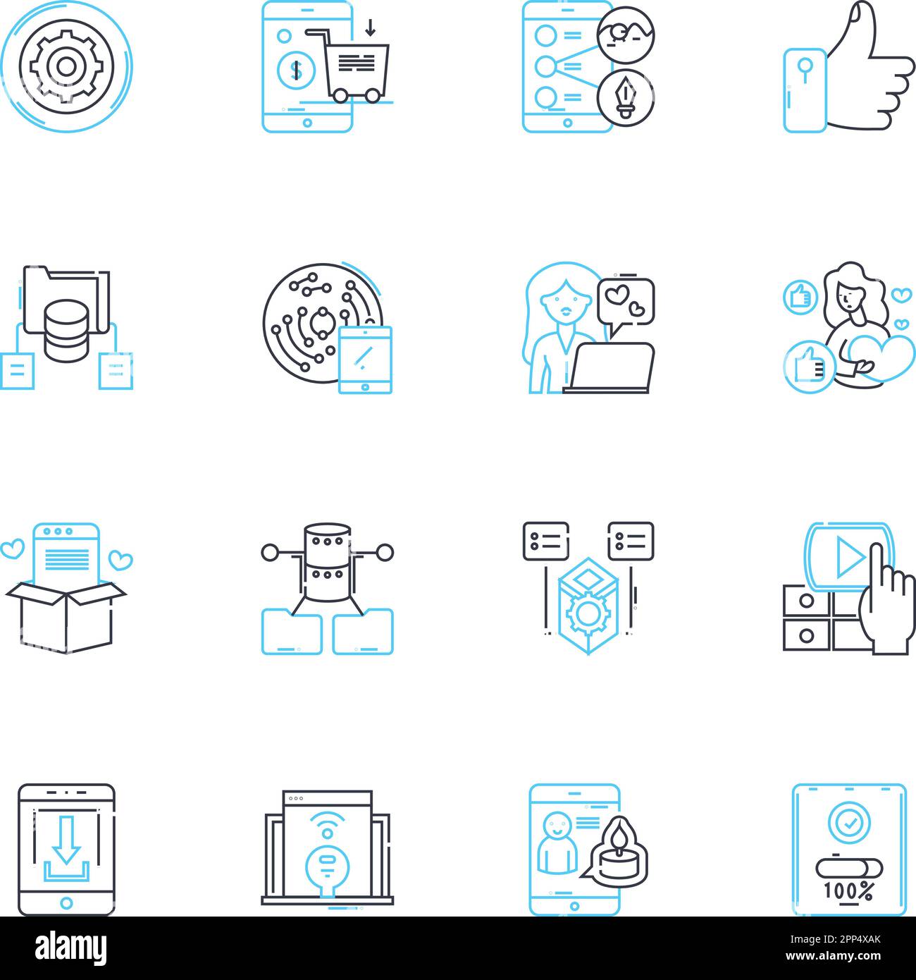Cyber Connections Linear Icons Set Cybersecurity Nerking Firewall Router Encryption
