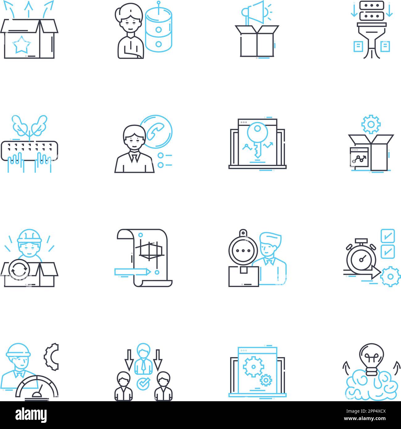 Brand management linear icons set. Strategy, Branding, Identity ...