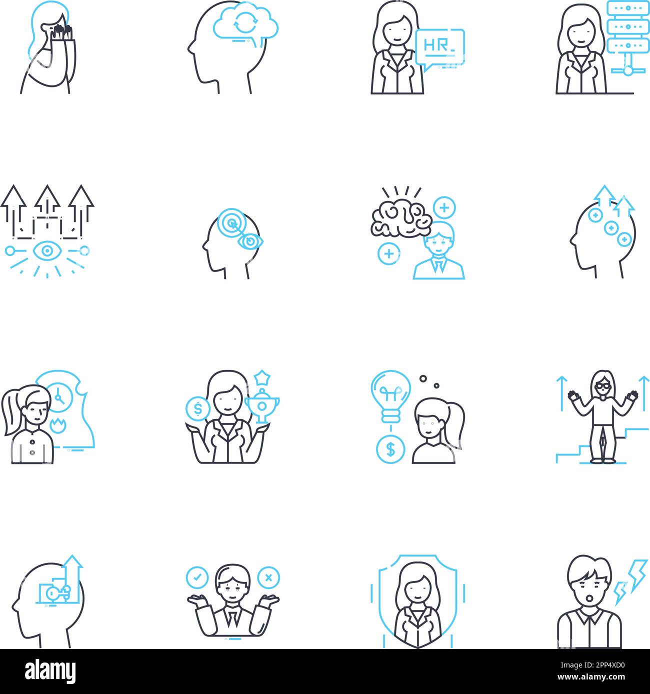 Behavioral Therapy linear icons set. Approach, Change, Cognition ...