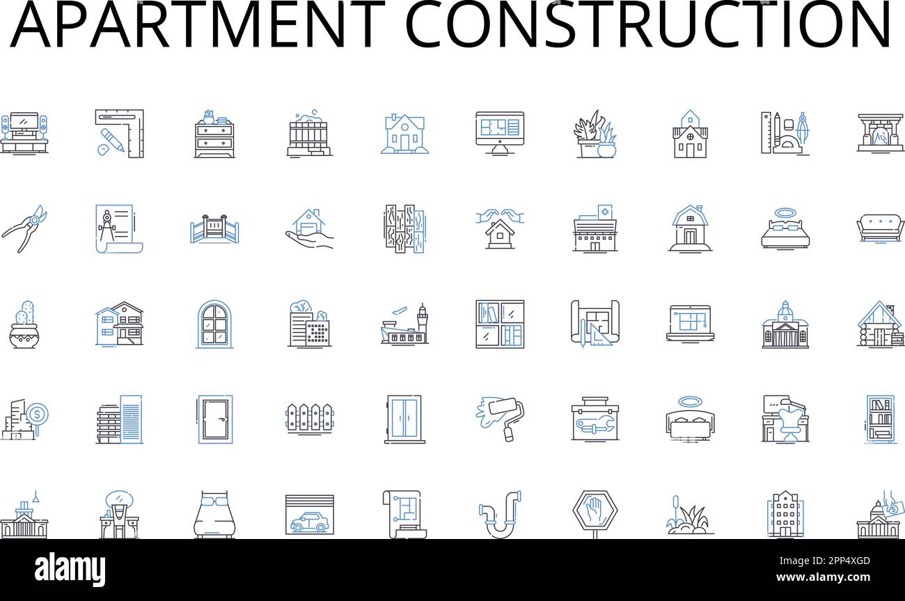 Apartment construction line icons collection. Collaborative, Synergy ...
