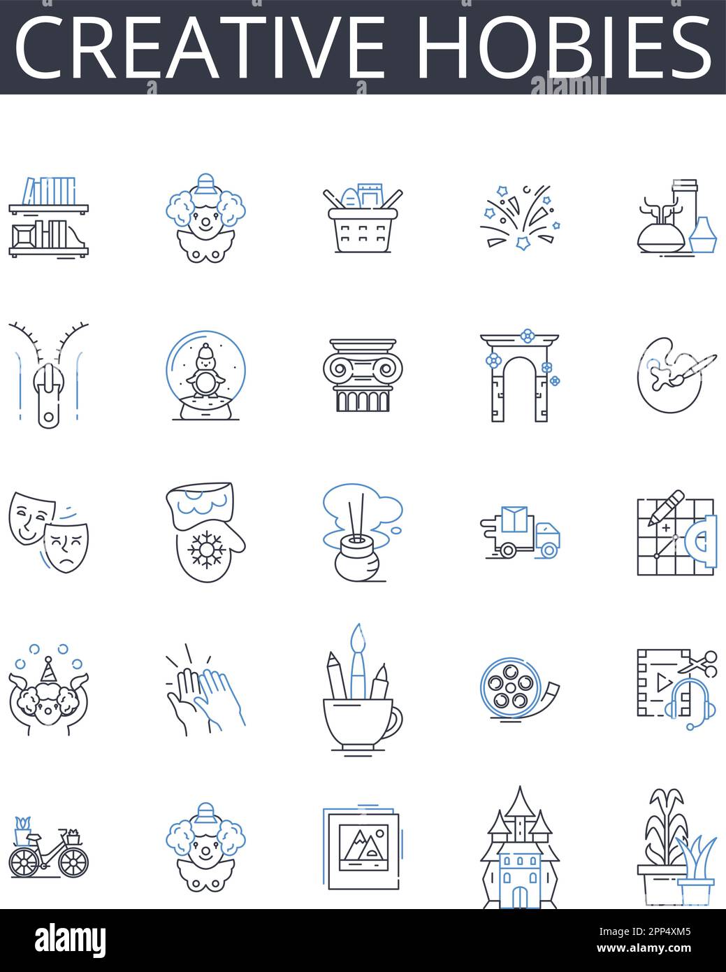 Creative hobies line icons collection. Lavish, Elegant, Spacious ...