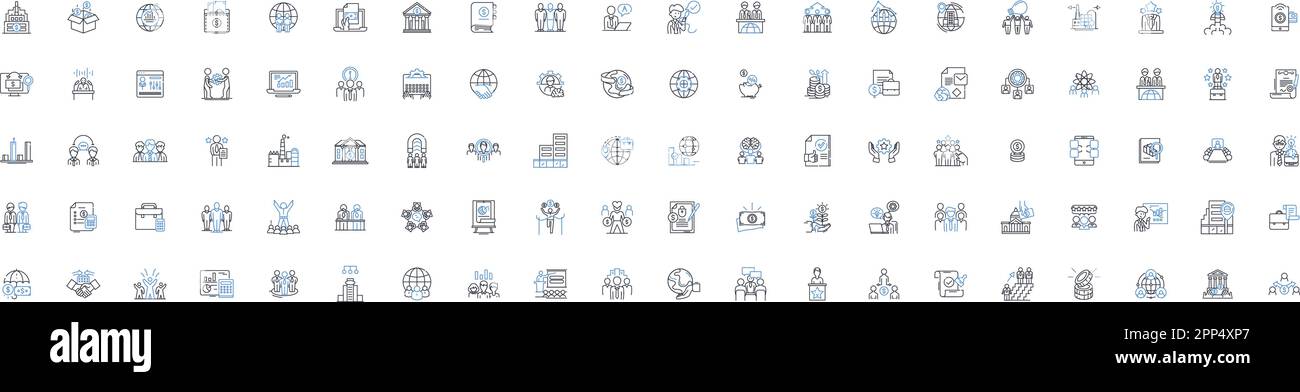 International trade line icons collection. Exports, Imports, Tariffs ...