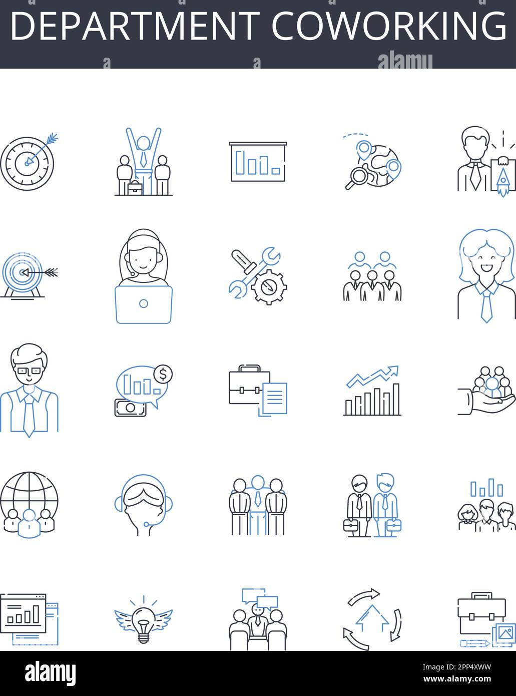 Department coworking line icons collection. Business collaboration ... Department coworking line icons collection. Business collaboration ...