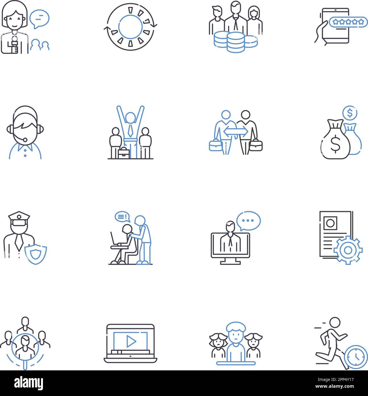 Time Organization Line Icons Collection Prioritization Efficiency Planning Discipline