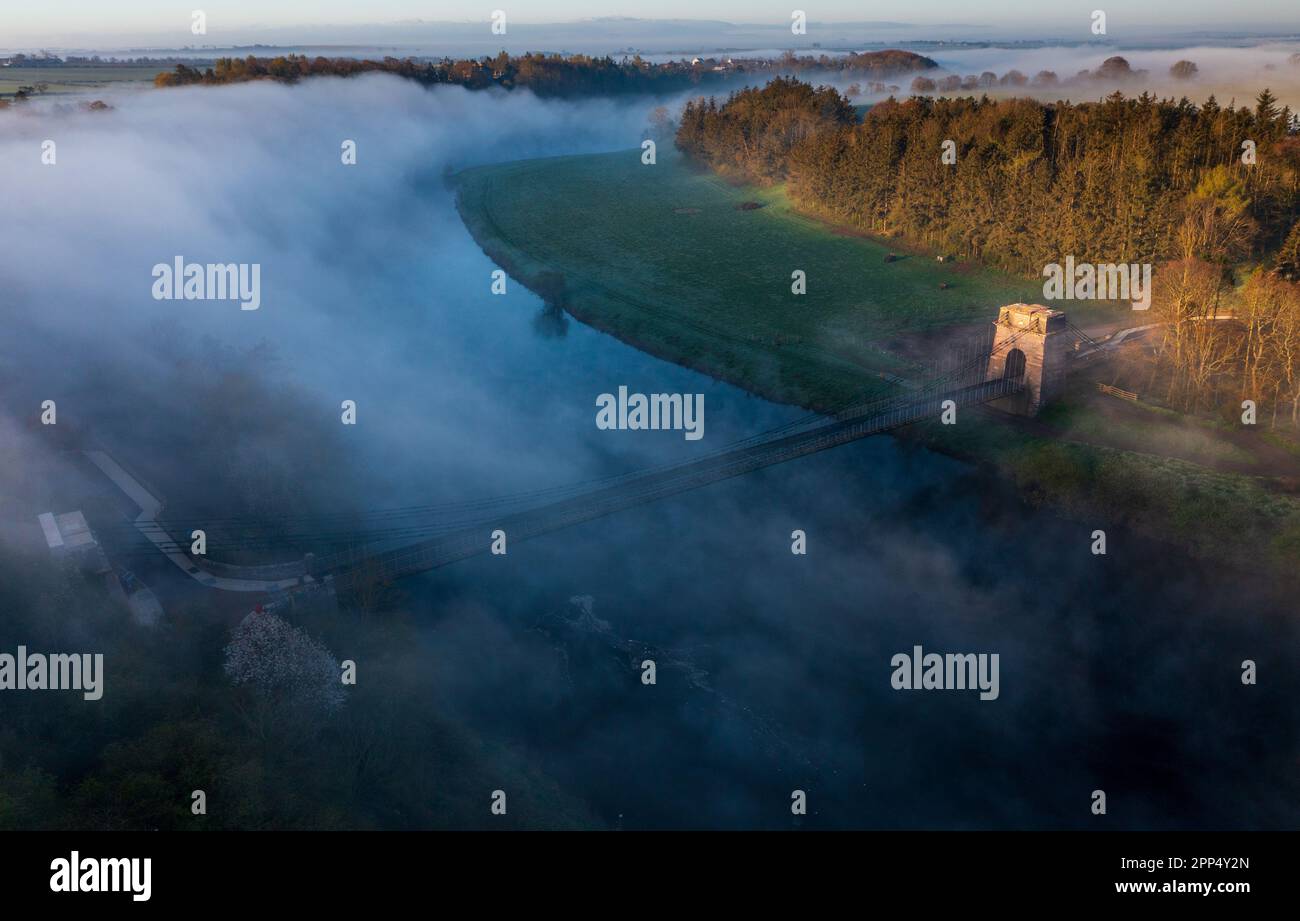 The Union Chain Bridge is a suspended-deck suspension bridge that spans ...