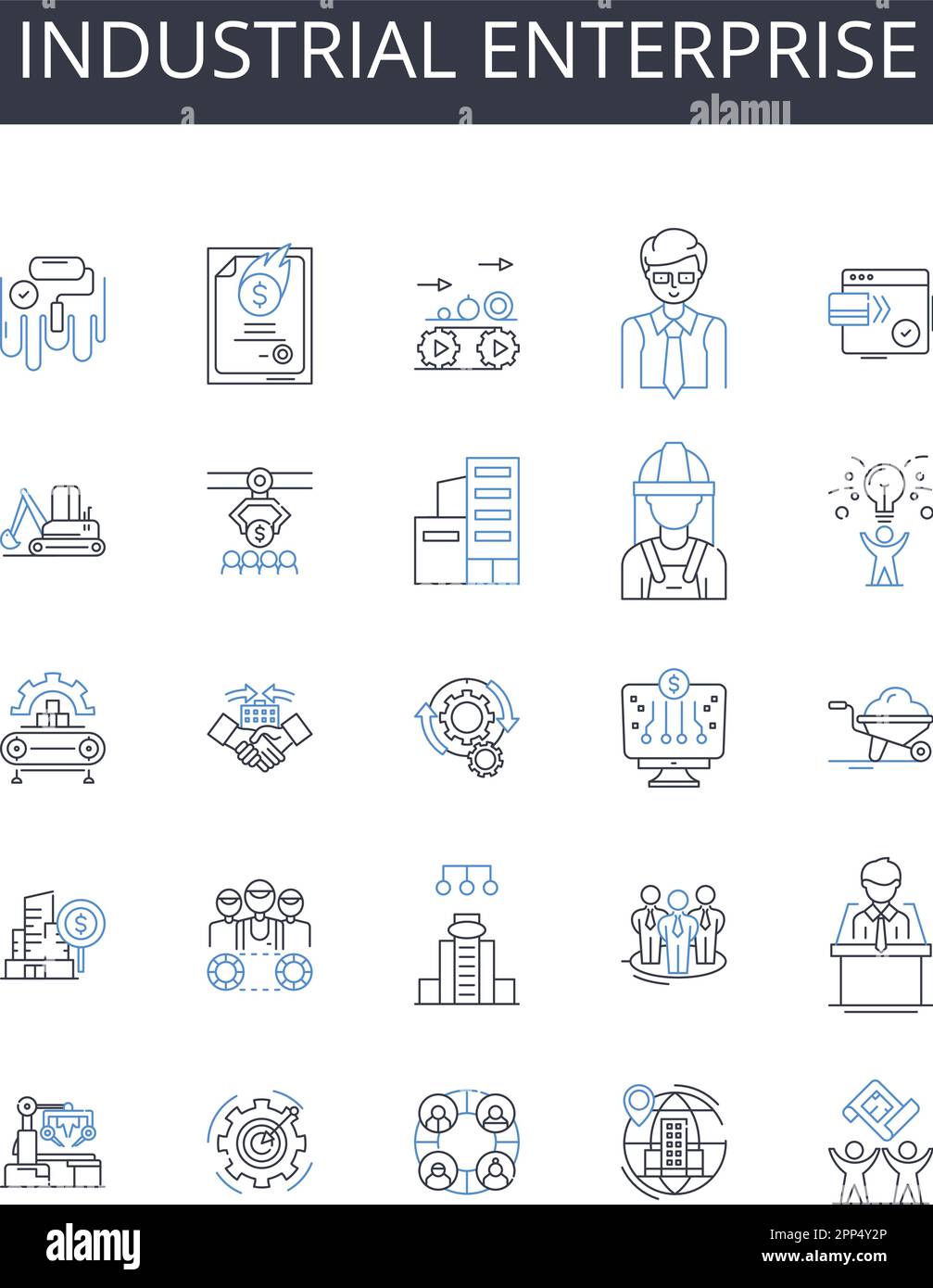 Industrial enterprise line icons collection. Catering, Decor ...