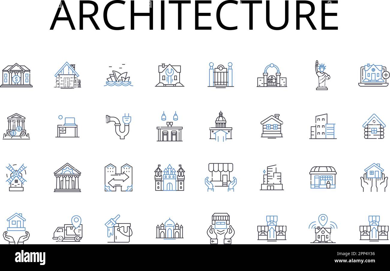 Architecture line icons collection. Engineering, Building, Designing, Planning, Construction ...