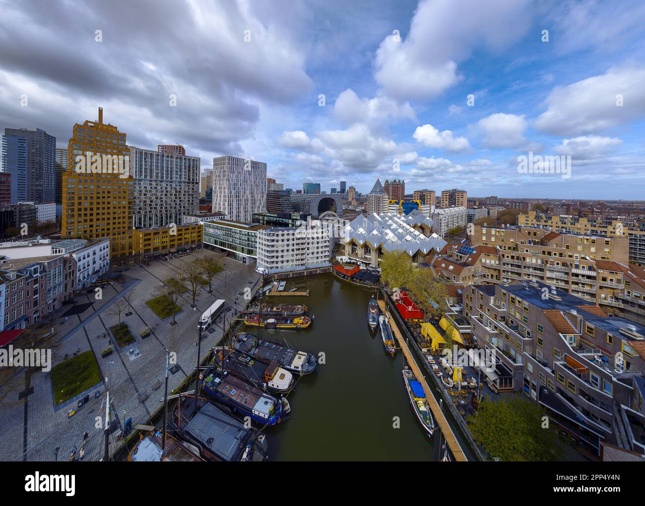 Arial cityscape about downtown of Rotterdam Netherlands. It contains ...