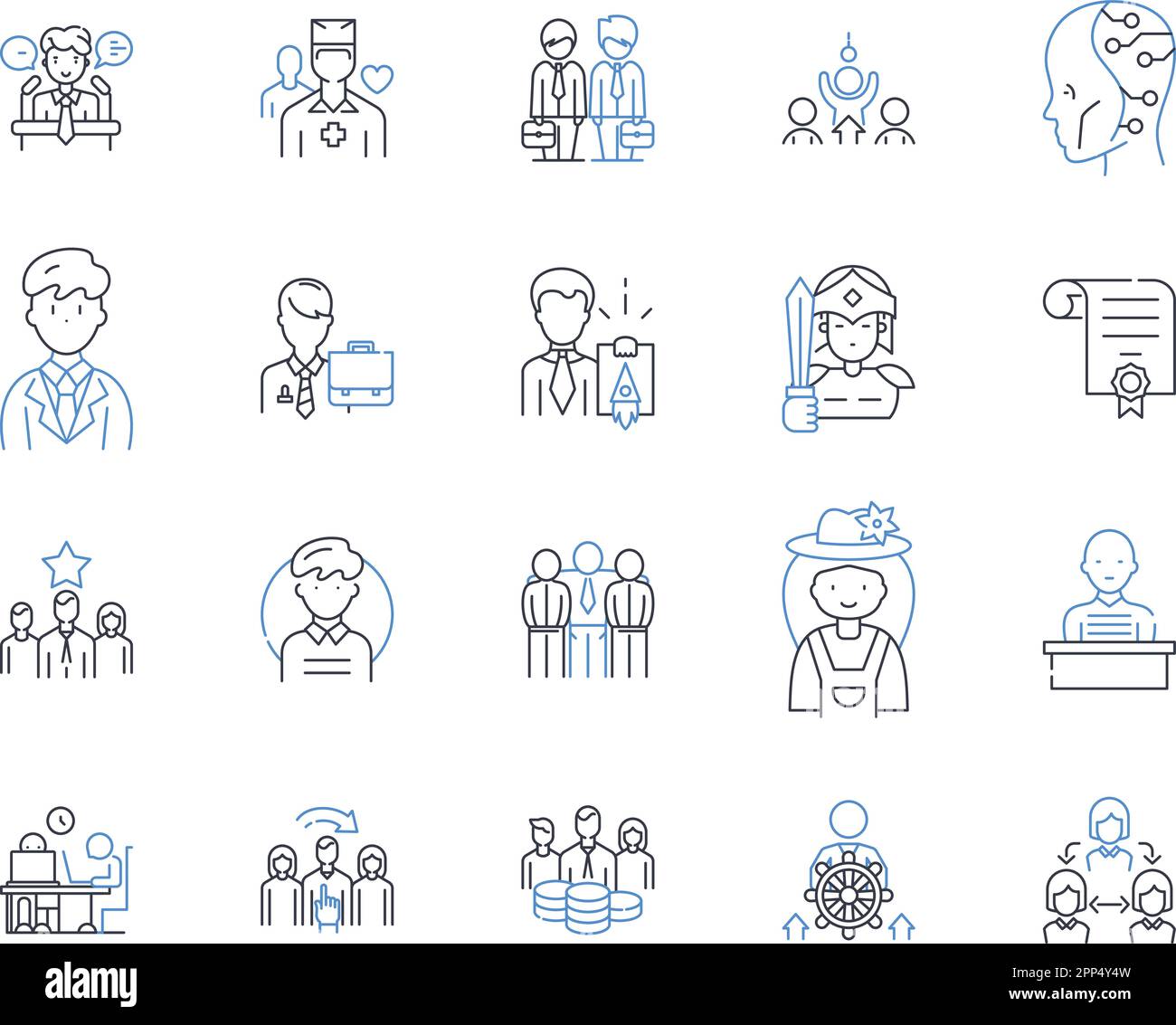 Duty and control line icons collection. Responsibility, Authority, Supervision, Oversight ...