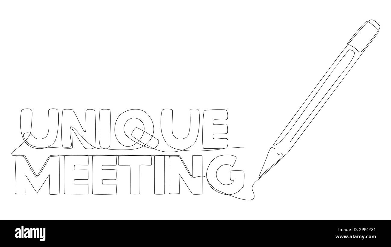 One Continuous Line Of Unique Meeting Word Written By With Felt Tip Pen