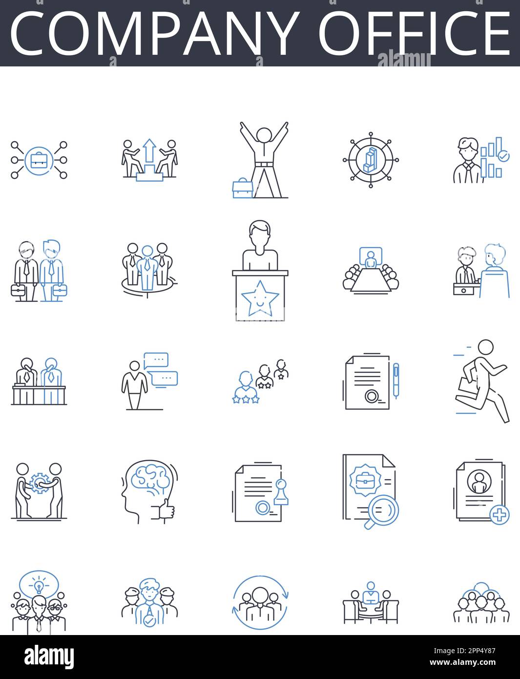 Company office line icons collection. Business hub, Enterprise center ...