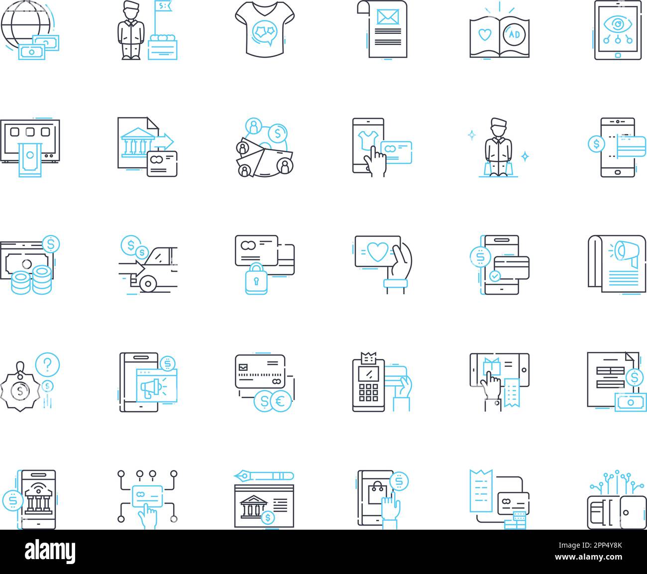 Buy things linear icons set. Purchase, Buy, Shop, Acquire, Obtain ...