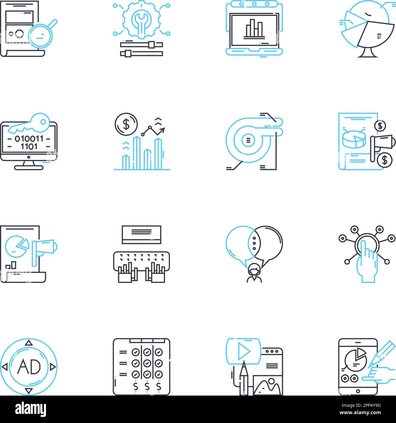 Multinational Marketing Linear Icons Set Globalization Localization