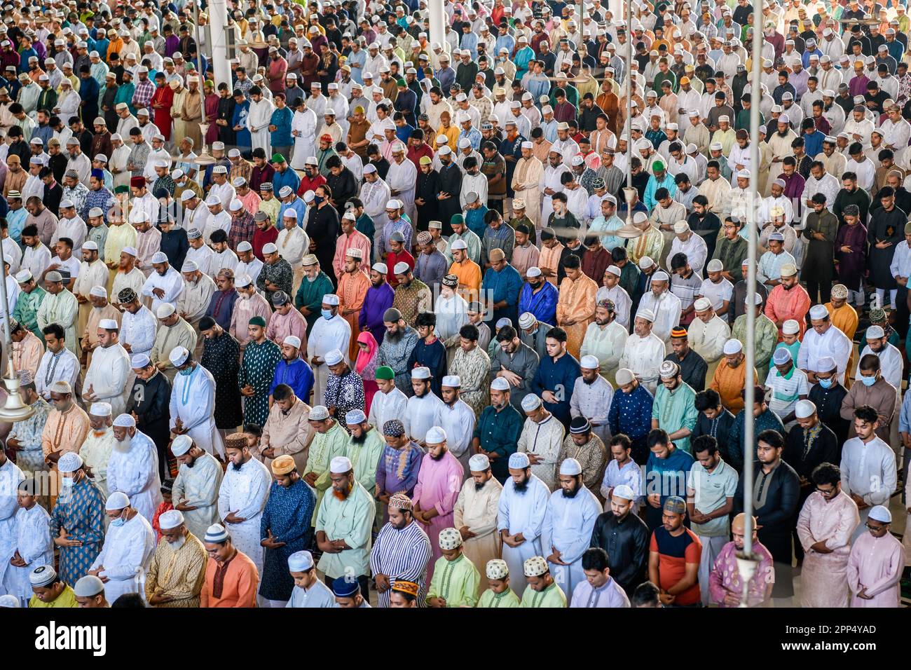 Muslims offer prayers on the first day of Eid al-Fitr, which marks the ...
