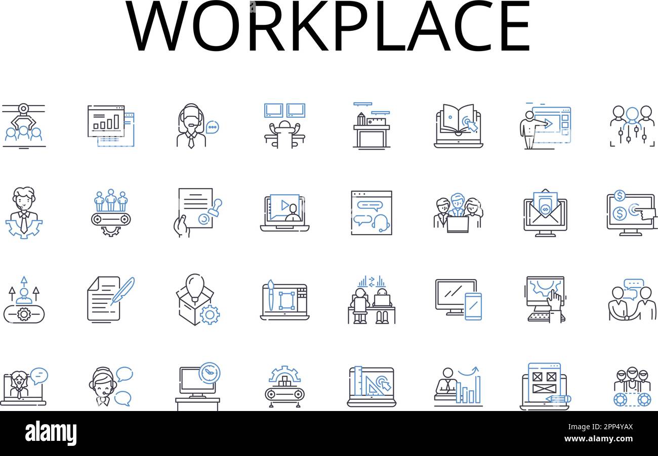 Workplace line icons collection. Office Space, Job Site, Occupation ...