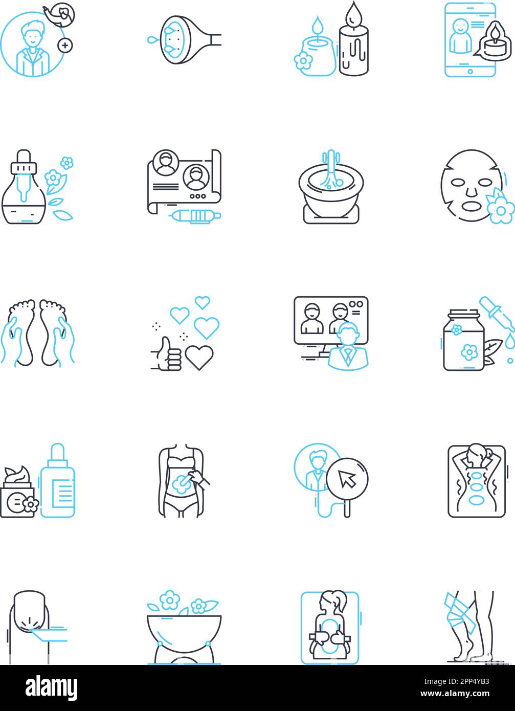 Hair salon linear icons set. Styling, Coloring, Cuts, Highlights ...