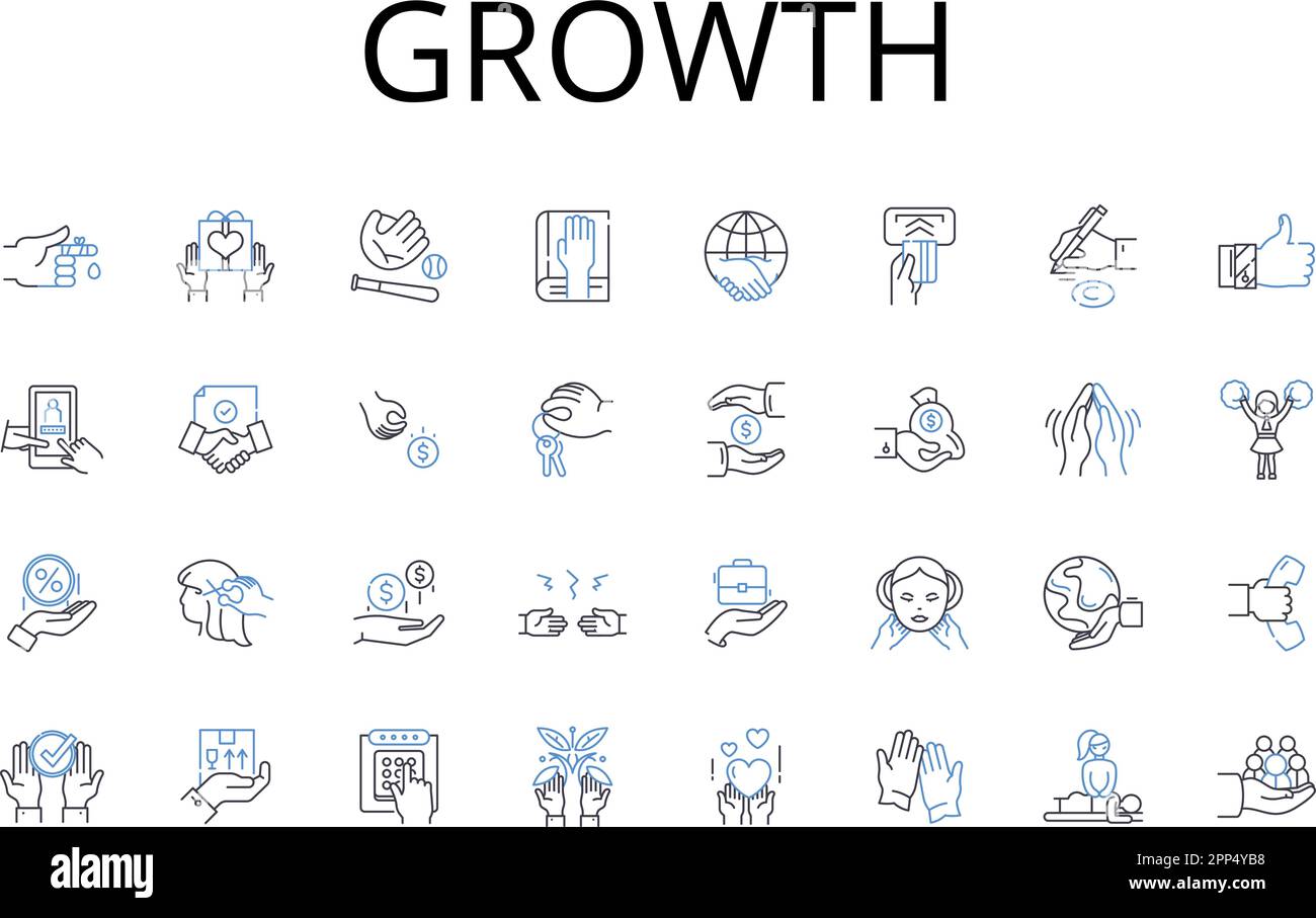 Growth line icons collection. Expansion, Development, Progression, Advancement, Improvement ...