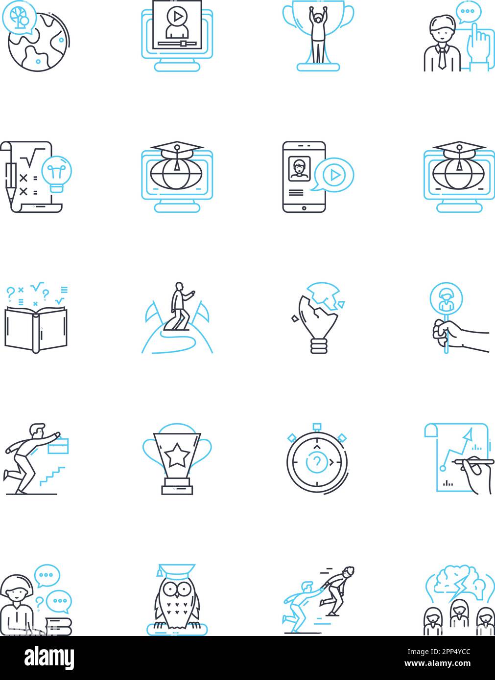 Cyber Class linear icons set. E-learning, Distance Learning, Virtual ...