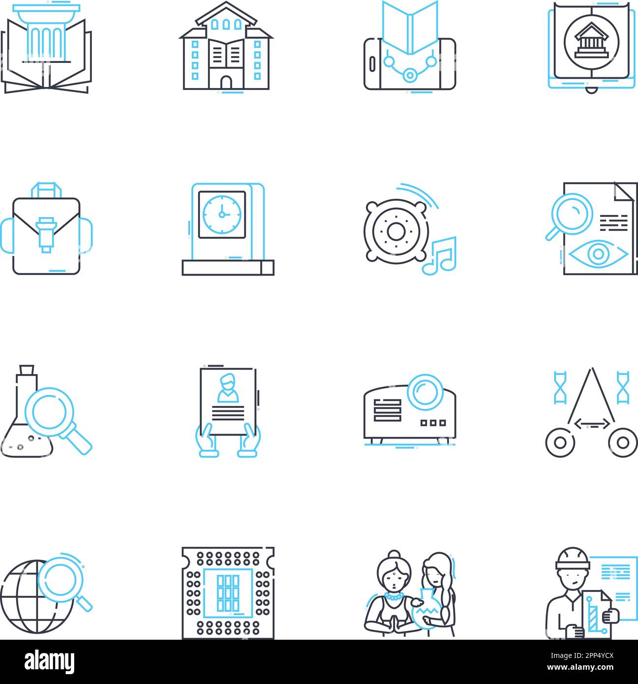 Expertise linear icons set. Knowledge, Skill, Proficiency, Mastery ...