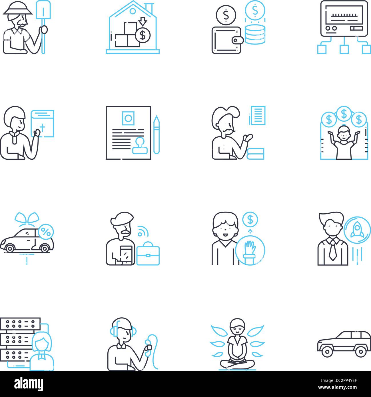 Vocation development linear icons set. Purpose, Passion, Calling ...
