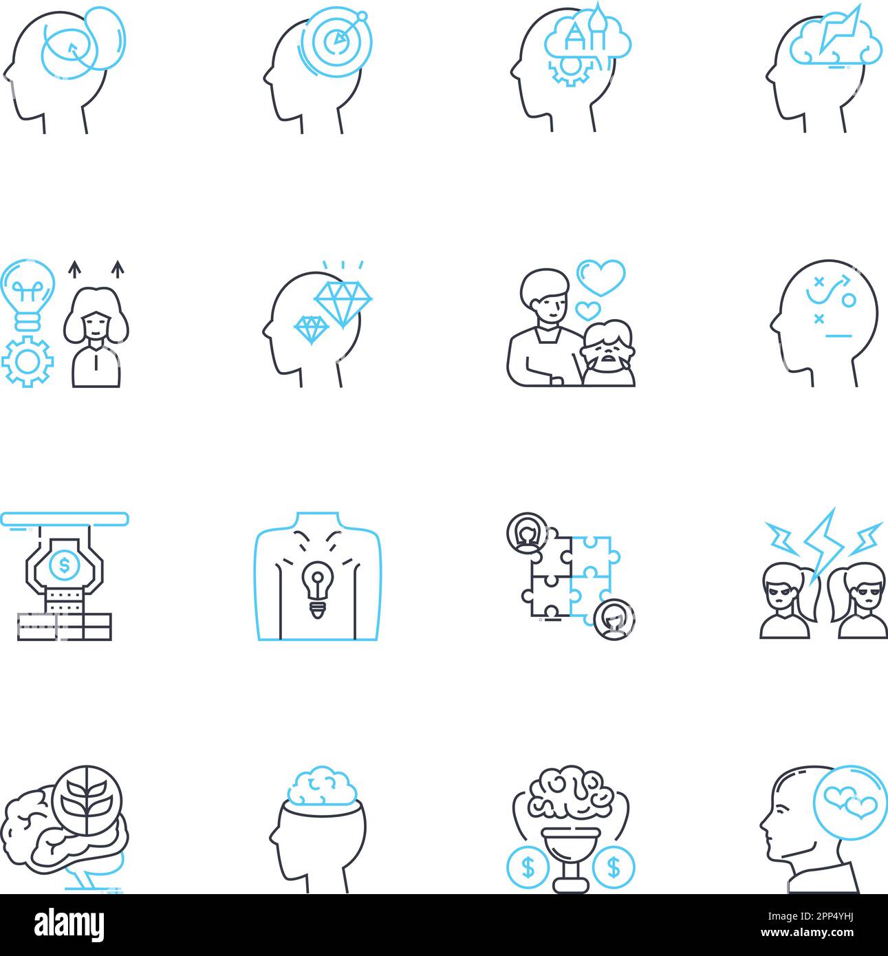 Psychological Help linear icons set. Therapy, Counseling, Support ...