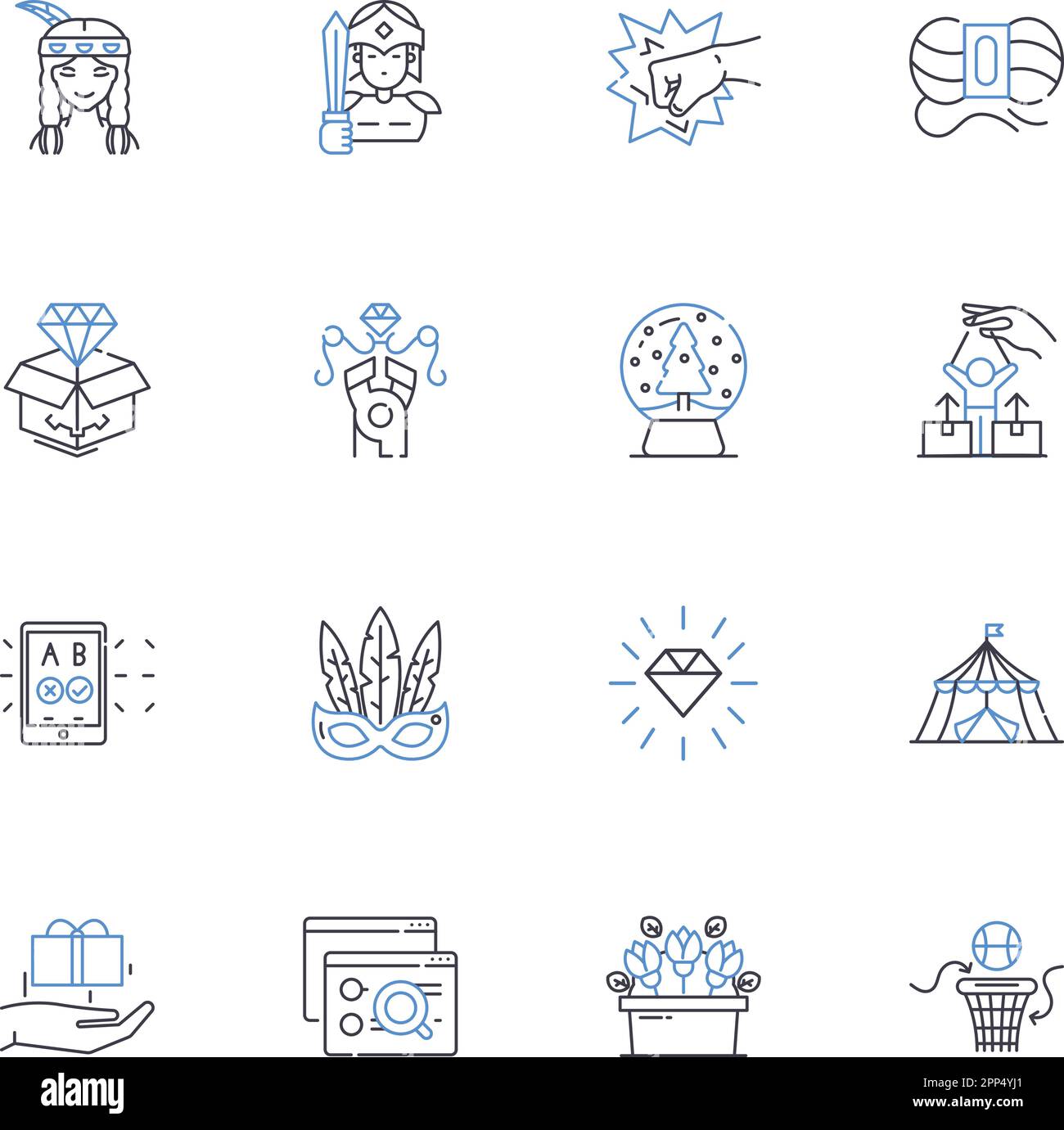 Activities line icons collection. Dancing, Hiking, Camping, Painting ...