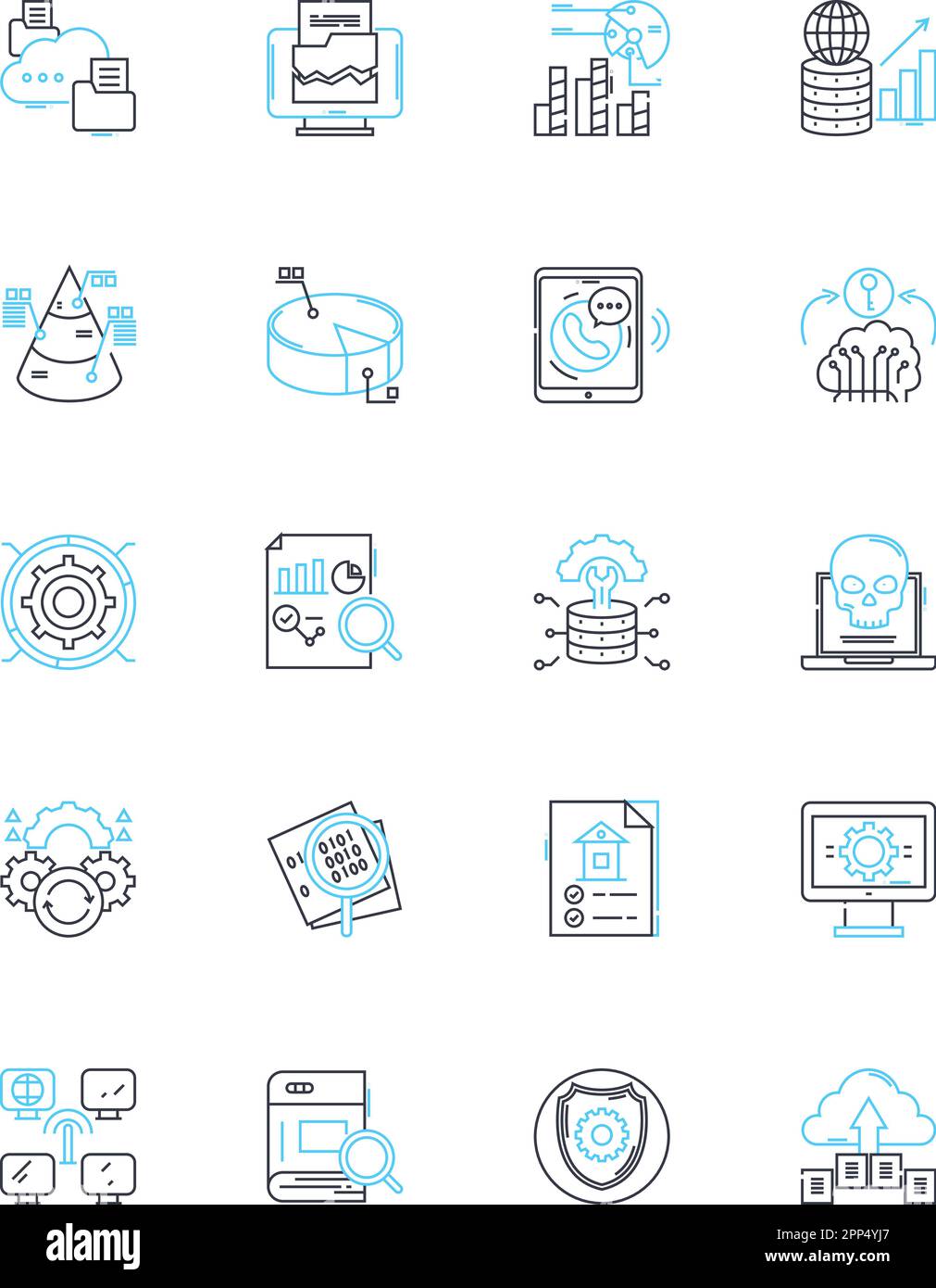 Extensive research linear icons set. Analysis, Investigation ...
