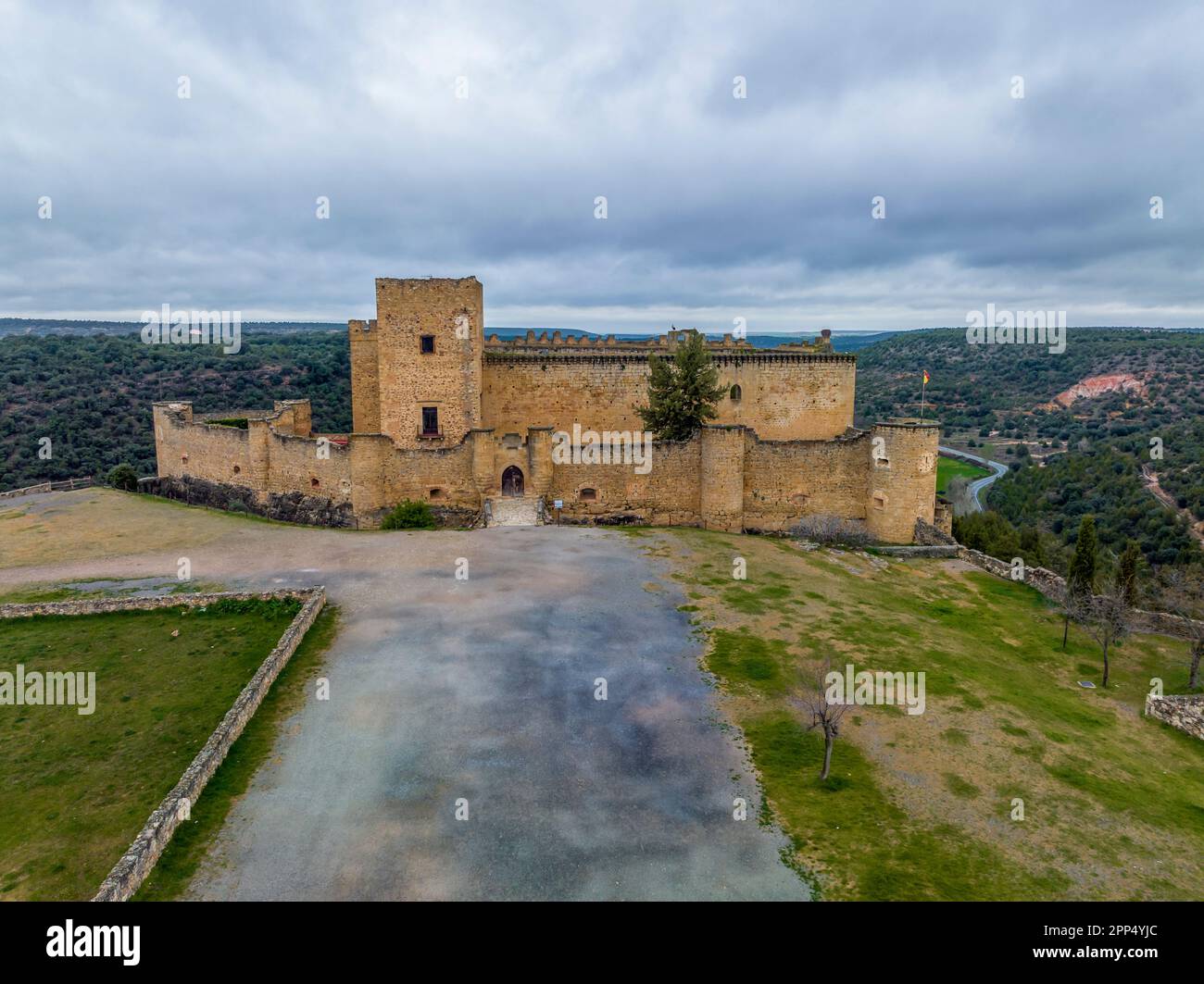 Medieval castle of Pedraza built on the esplanade of the fields of ...