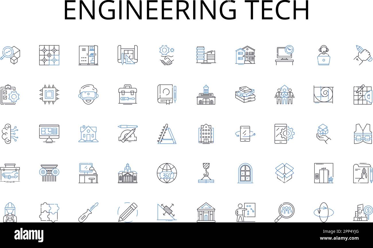 Engineering Tech Line Icons Collection Efficiency Automation Assembly Manufacturing Quality
