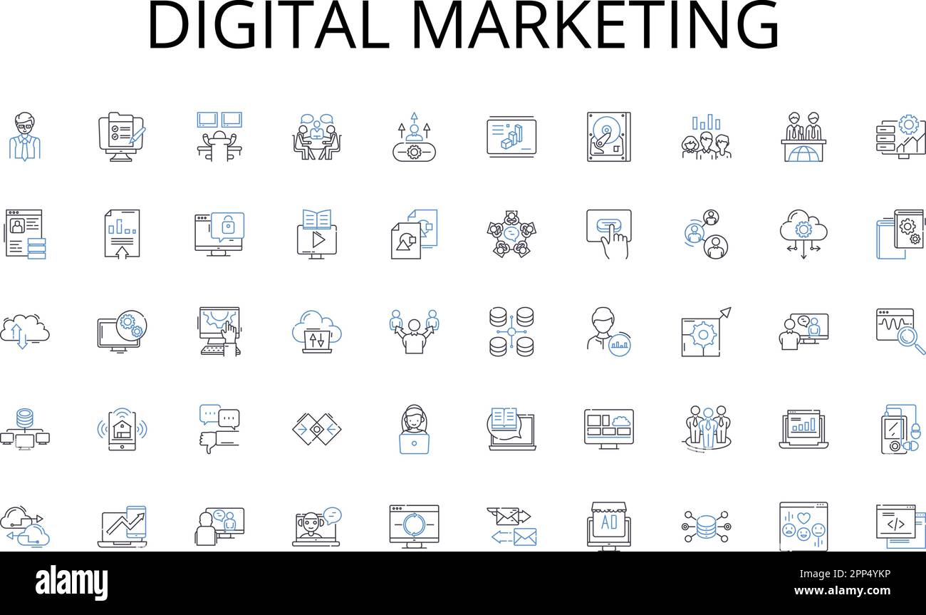 Digital marketing line icons collection. Technology, Connectivity, Innovation, Integration ...