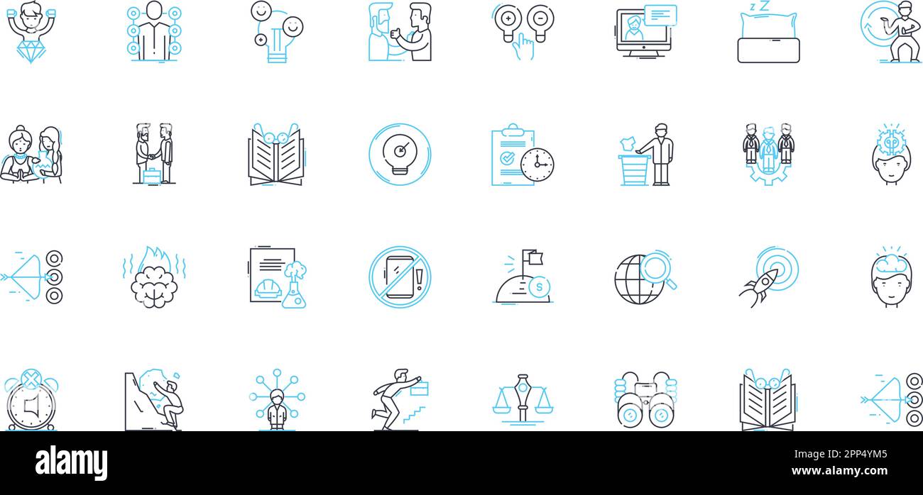 Efficiency And Effectiveness Linear Icons Set Streamlined