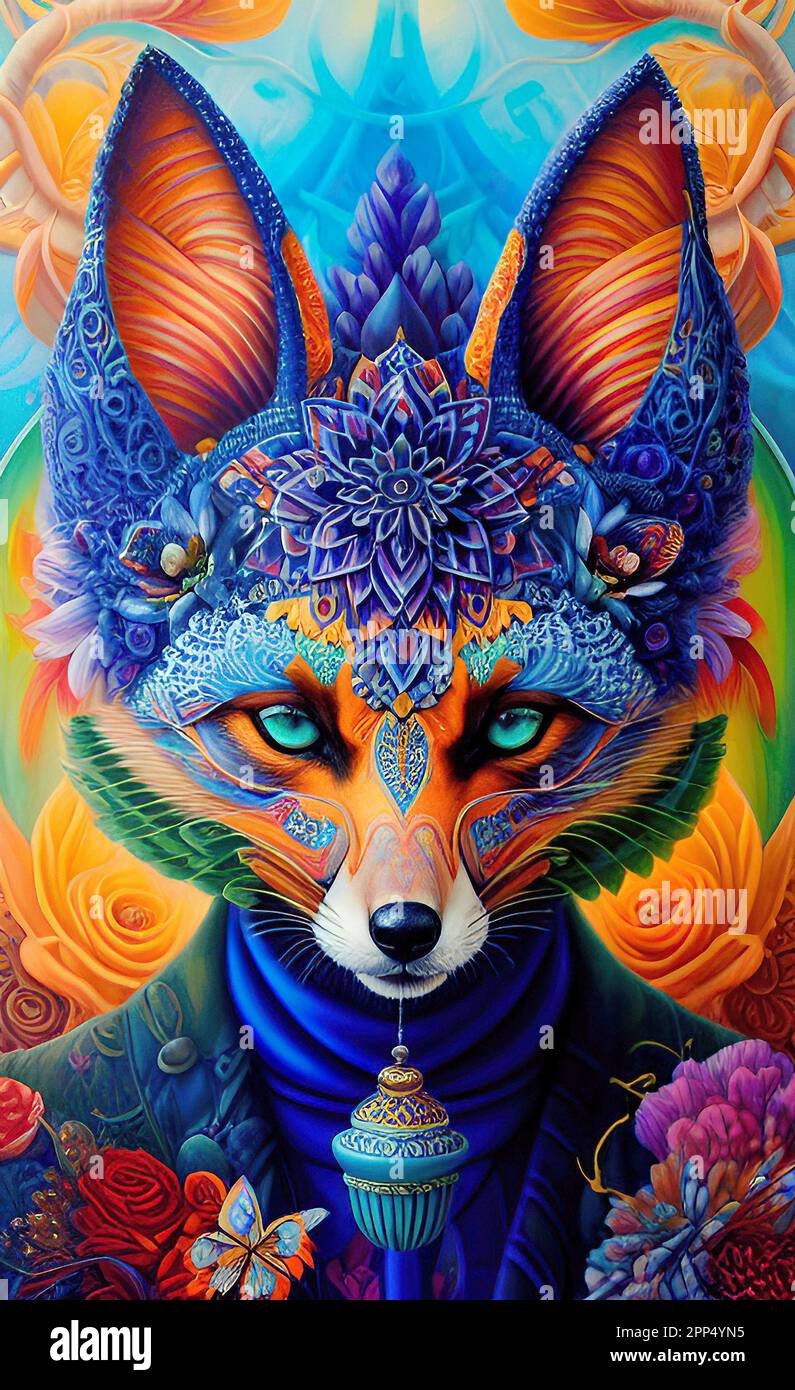 Illustration magical fox hi-res stock photography and images - Alamy