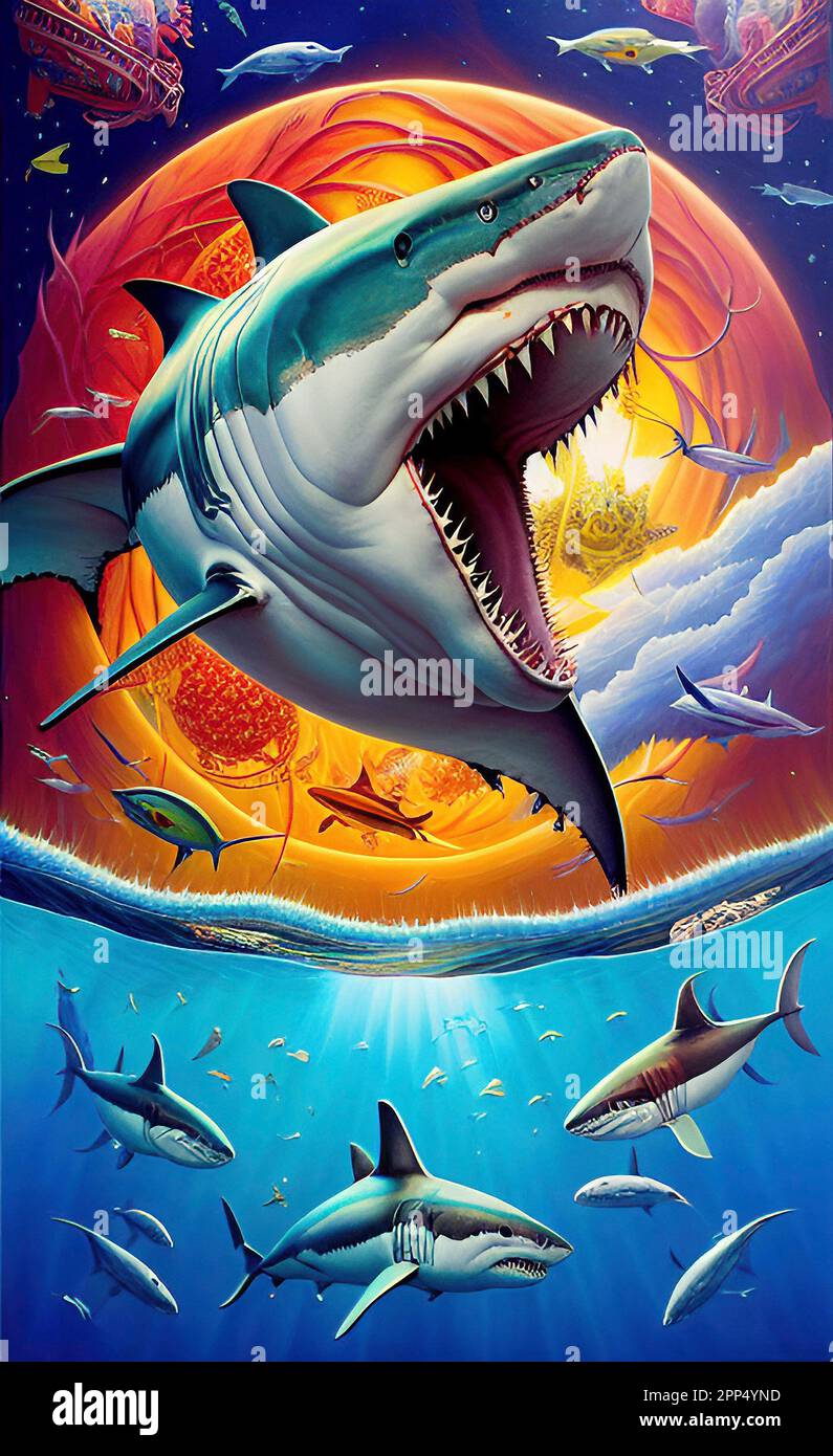 Shark mouth open illustration hi-res stock photography and images - Alamy