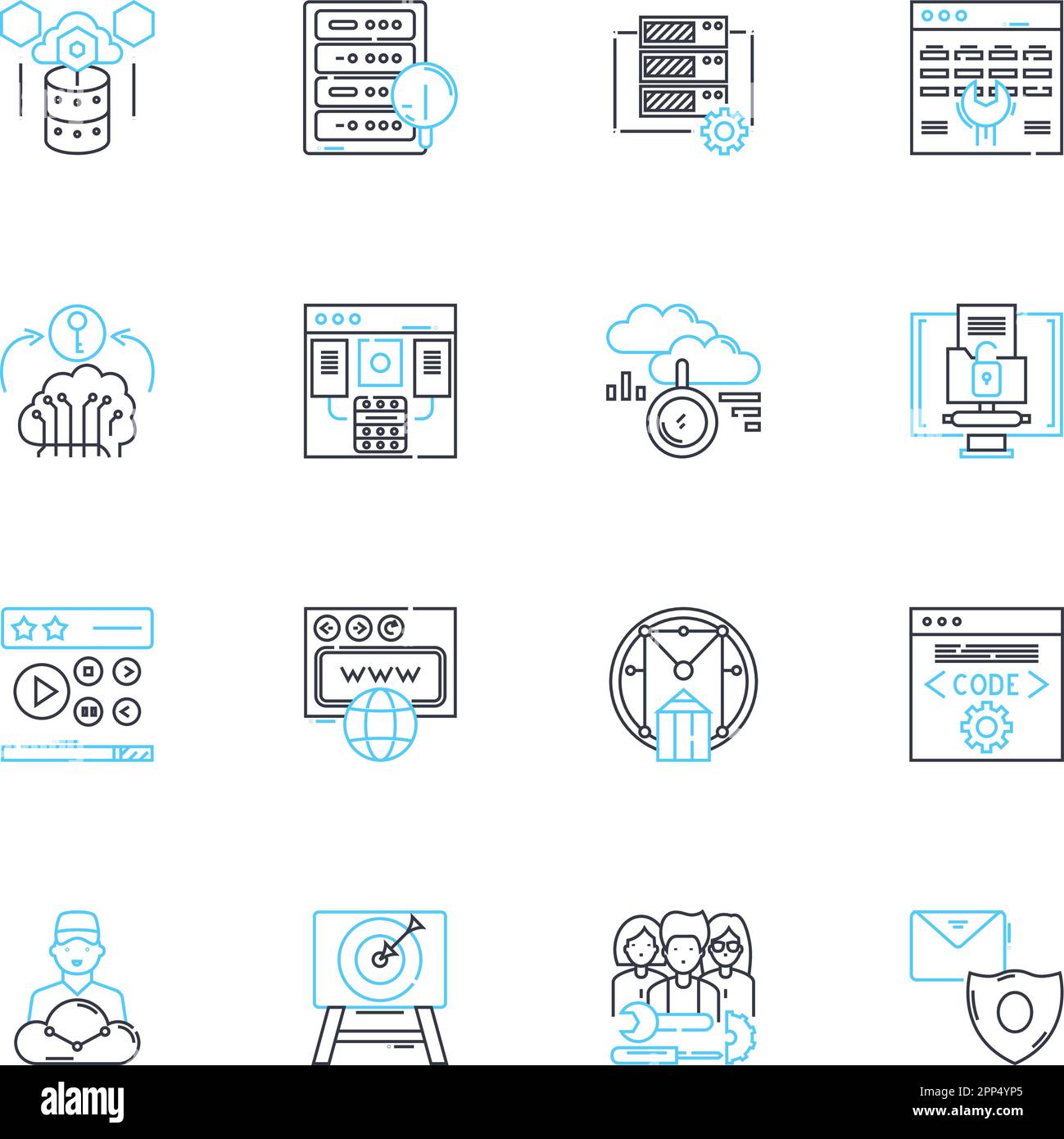 Content advertising linear icons set. Promotion, Marketing ...