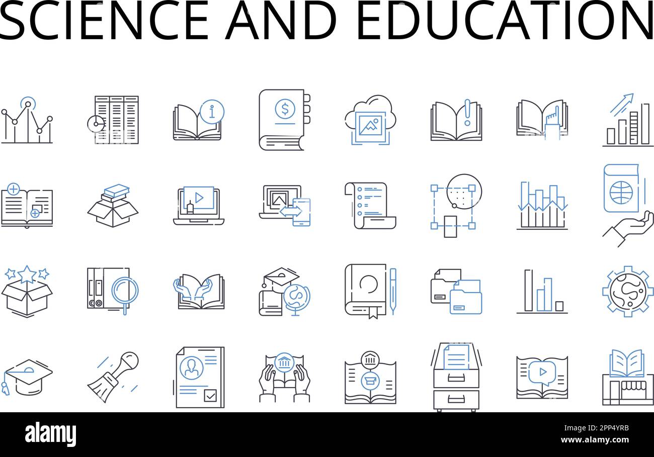 Science and education line icons collection. knowledge, intelligence ...