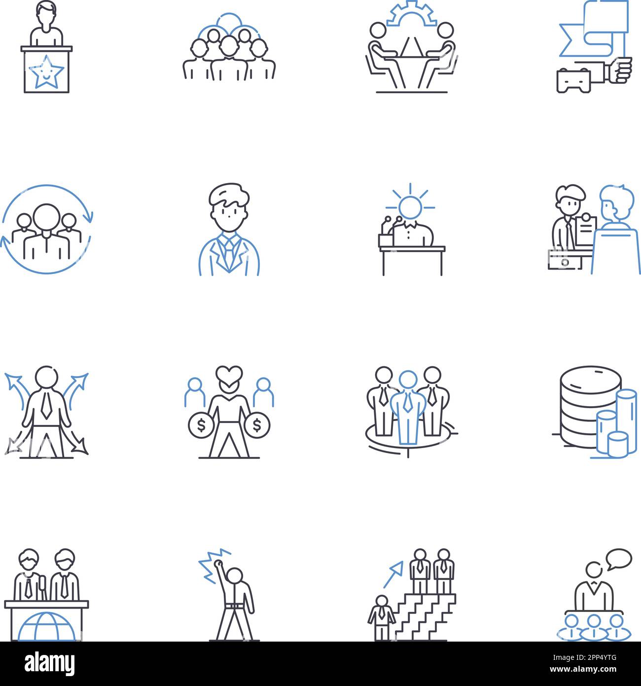 Diligent employees line icons collection. Punctual, Hardworking ...