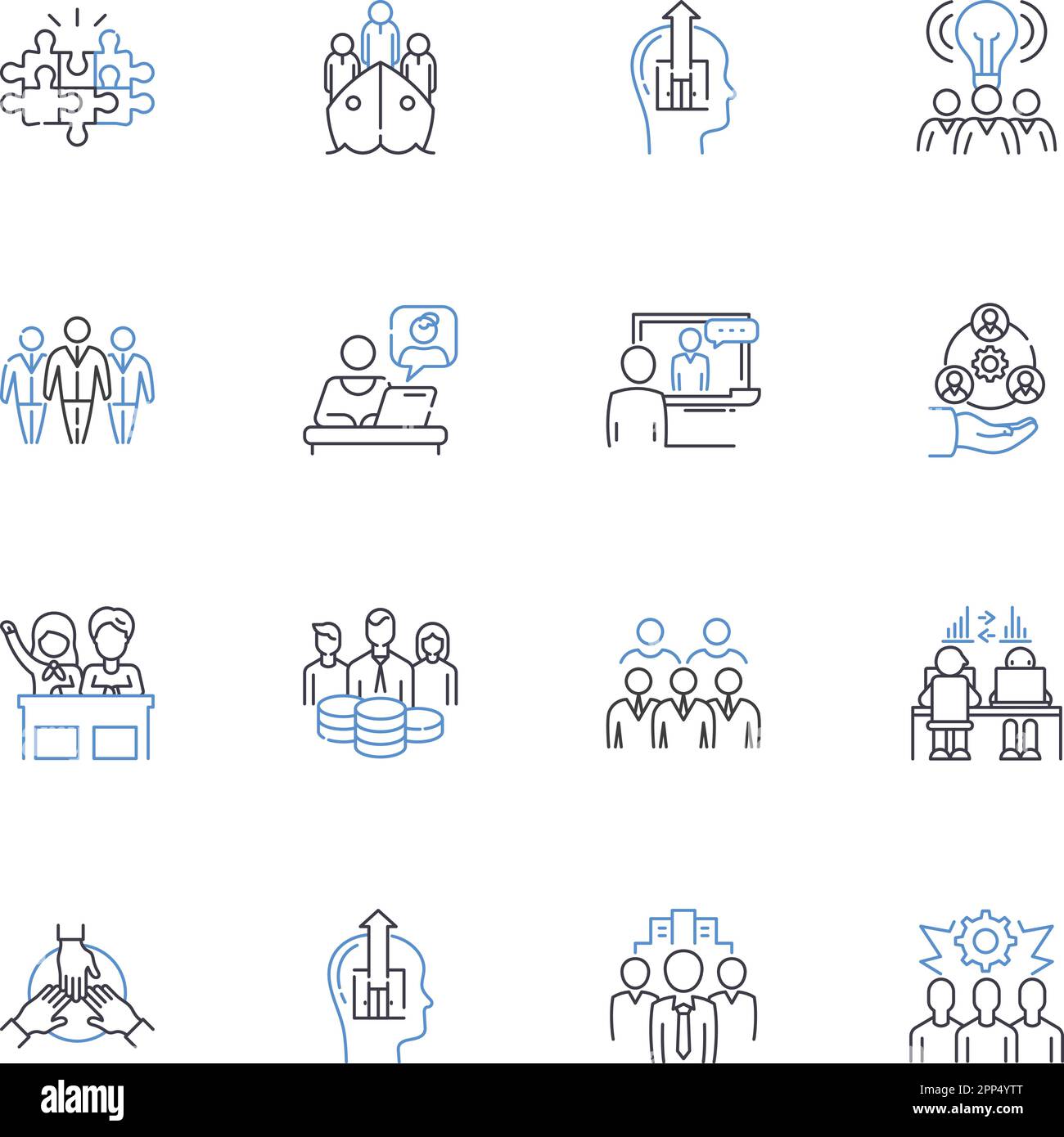 Combined Strength Line Icons Collection Power Unity Synergy Cohesion Might Potency