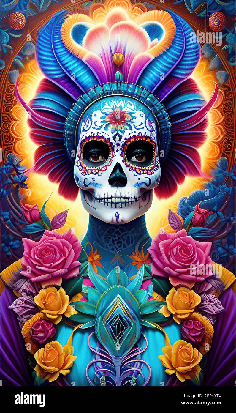 Mexican skull illustration hi-res stock photography and images - Alamy