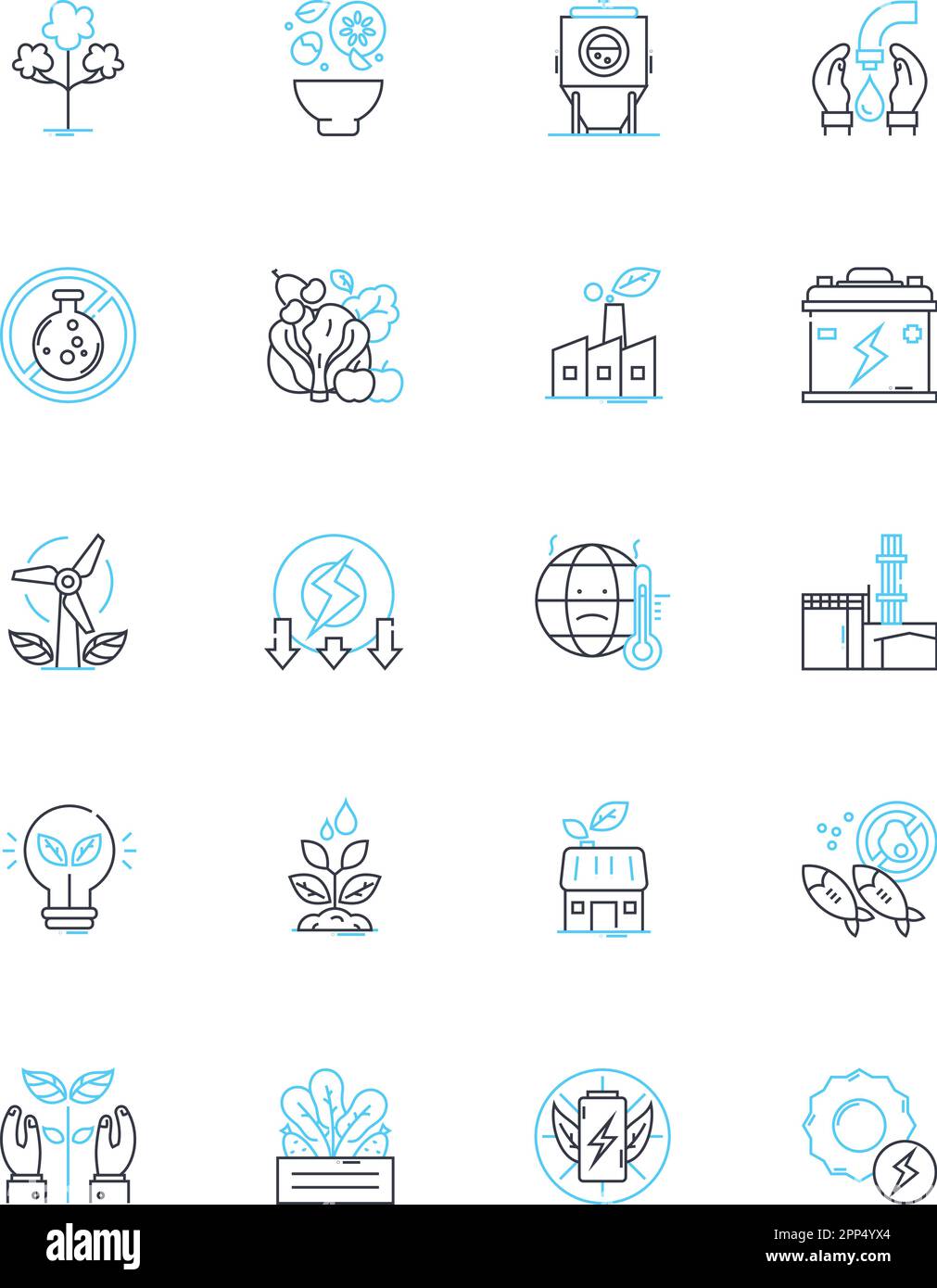 Wind energy linear icons set. Turbine, Renewable, Clean, Power ...